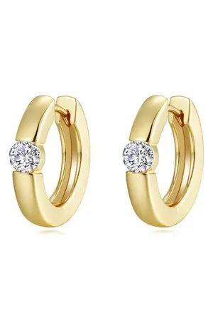 Lafonn Simulated Diamond Huggie Hoop Earrings - Yellow Gold/white