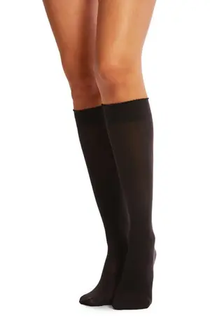 Wolford Velvet De Luxe Knee High Socks - Nearly Black