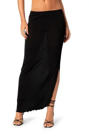 EDIKTED Milan Slit Maxi Skirt - Black