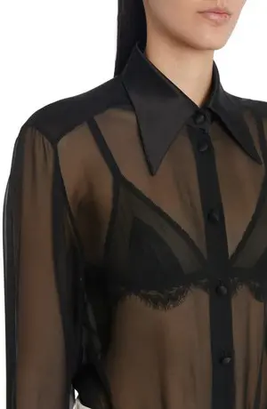 Dolce & Gabbana Sheer Stretch Silk Chiffon Blouse