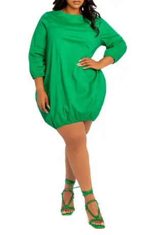 BUXOM COUTURE Bubble Hem Poplin Dress - Green