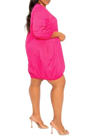 BUXOM COUTURE Bubble Hem Poplin Dress - Pink