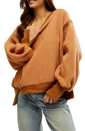 Free People Camden Fleece Sweatshirt Sandstorm
