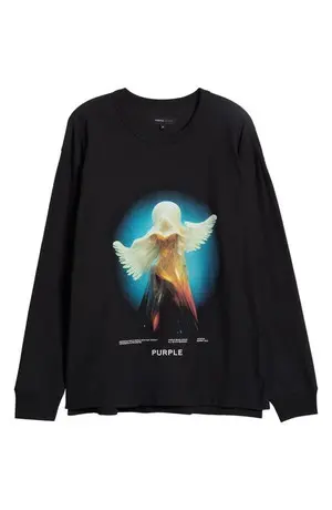 PURPLE BRAND Angel Long Sleeve Graphic T-shirt