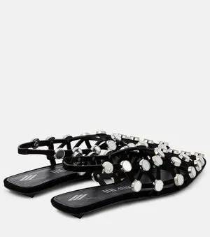 Attico Embellished Suede Ballet Flats - Black