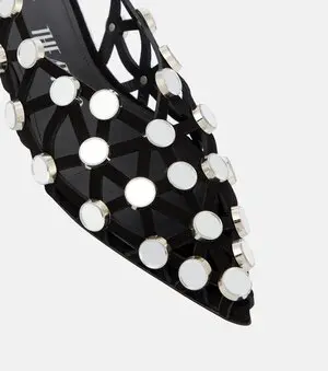Attico Embellished Suede Ballet Flats - Black