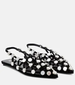 Attico Embellished Suede Ballet Flats - Black