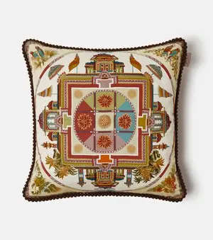 Etro Embroidered Cotton Cushion - Brown