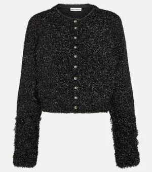 Rabanne Cropped Buttoned Cardigan - Black