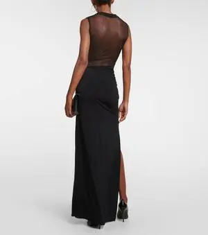 NENSI DOJAKA Mesh And Jersey Maxi Dress