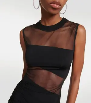 NENSI DOJAKA Mesh And Jersey Maxi Dress