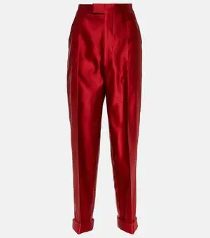 TOM FORD Silk Duchesse Tape Trousers - Red