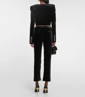 Balmain Cropped Velvet Trousers