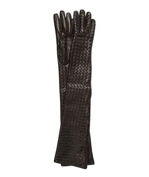 Bottega Veneta Intrecciato Leather Gloves - Brown