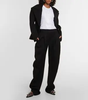 Attico Wide-leg Satin Pants - Black