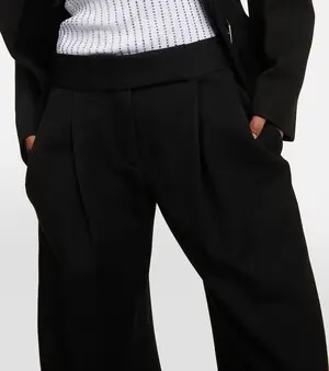 Attico Wide-leg Satin Pants - Black