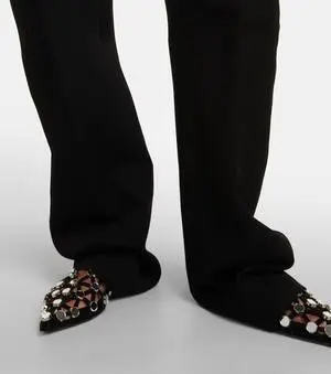 Attico Wide-leg Satin Pants - Black