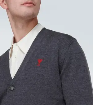 AMI Paris De Cœur Wool Cardigan