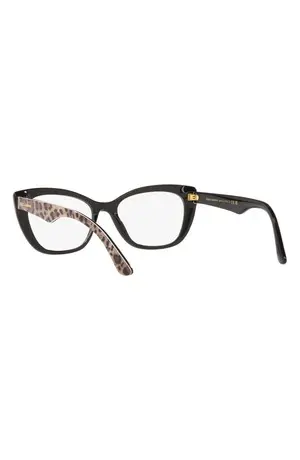 Dolce & Gabbana 54mm Cat Eye Optical Glasses - Black Brown