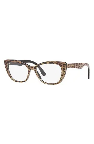Dolce & Gabbana 54mm Cat Eye Optical Glasses - Black Brown