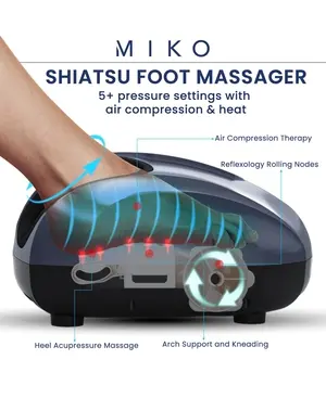 MIKO Shiatsu Foot Massager Machine With Kneading And Switchable Heat - Grey