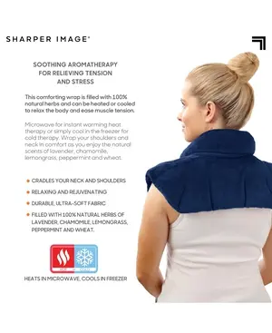 SHARPER IMAGE Warming & Cooling Aromatherapy Neck & Shoulder Wrap Pad - Navy