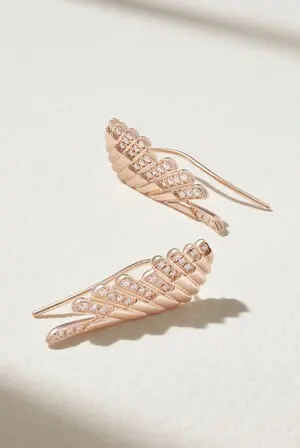 GARRARD Wings Rising Mini 18-karat Rose Diamond Earrings - Gold