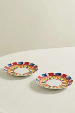 Dolce & Gabbana Set Of Two Printed Porcelain Dessert Plates