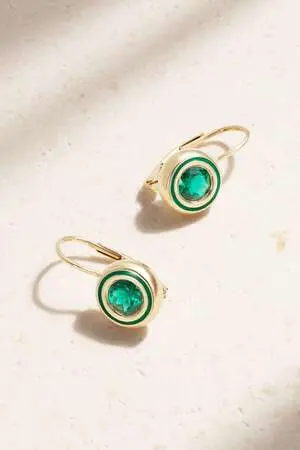 Alison Lou Cocktail Emerald And Enamel Earrings