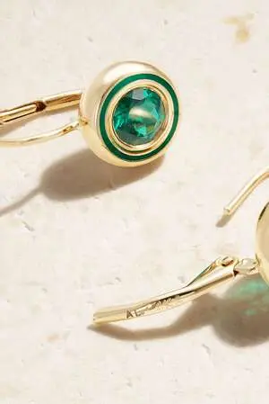 Alison Lou Cocktail Emerald And Enamel Earrings