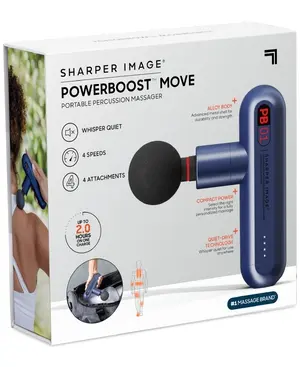 SHARPER IMAGE Powerboost Move Deep Tissue Travel Percussion Massager - Blue