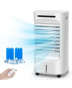 COSTWAY 4-in-1 Evaporative Air Cooler Portable Humidifier With Timer - White