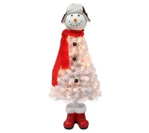 PULEO INTERNATIONAL Puleo Pre-lit 4' Snowman Christmas Tree With 10 Lights - One-color