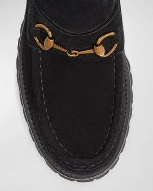 Gucci Suede Horsebit Booties - Black