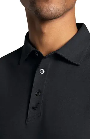 HYPERNATURAL Dagger Supima® Cotton Blend Slim Fit Polo - Magpie Black