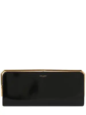 Saint Laurent Date Minaudiere Brushed Leather Clutch - Black