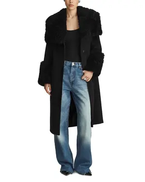 Dawn Levy Athena Shearling Trim Coat