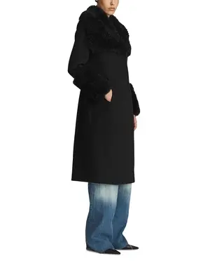 Dawn Levy Athena Shearling Trim Coat
