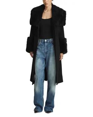 Dawn Levy Athena Shearling Trim Coat