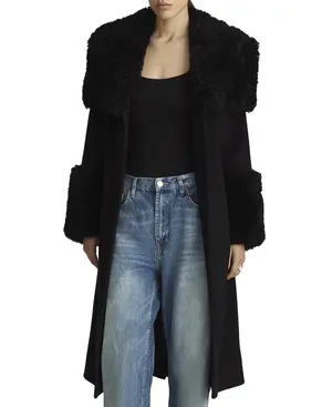 Dawn Levy Athena Shearling Trim Coat