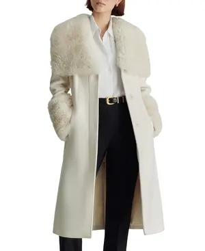 Dawn Levy Athena Shearling Trim Coat
