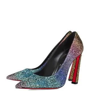 CHRISTIAN LOUBOUTIN Condora Strass Rainbow Pumps 100