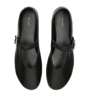THE ROW Boheme Leather Mary Jane Flats - Black