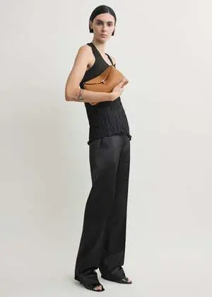 TOTEME T-lock Grained-leather Clutch - Brown