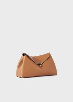 TOTEME T-lock Grained-leather Clutch