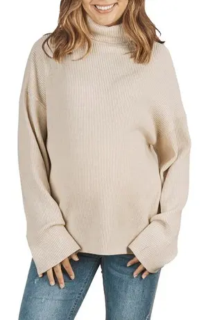 ANGEL MATERNITY Ribbed Turtleneck Sweater