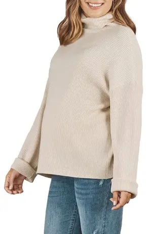 ANGEL MATERNITY Ribbed Turtleneck Sweater