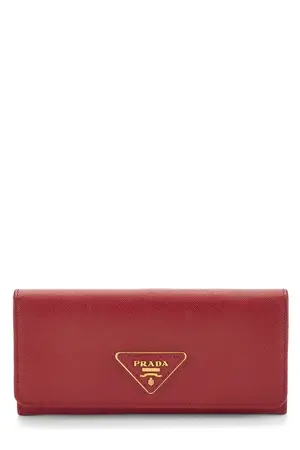 Prada Saffiano Continental Wallet - Red