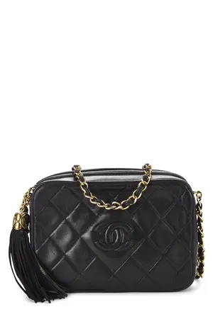 Chanel Lambskin Diamond Quilted Cc Camera Bag - Black