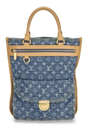 LOUIS VUITTON Monogram Denim Flat Shopper - Blue